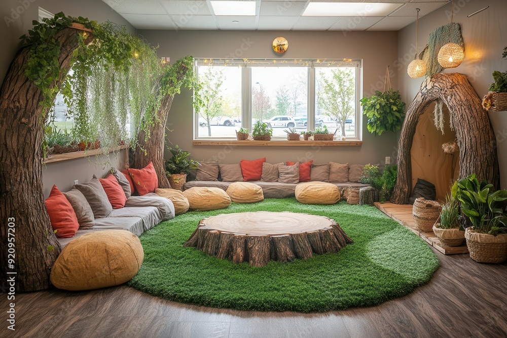 whimsical preschool classroom transformed into a magical forest with ...