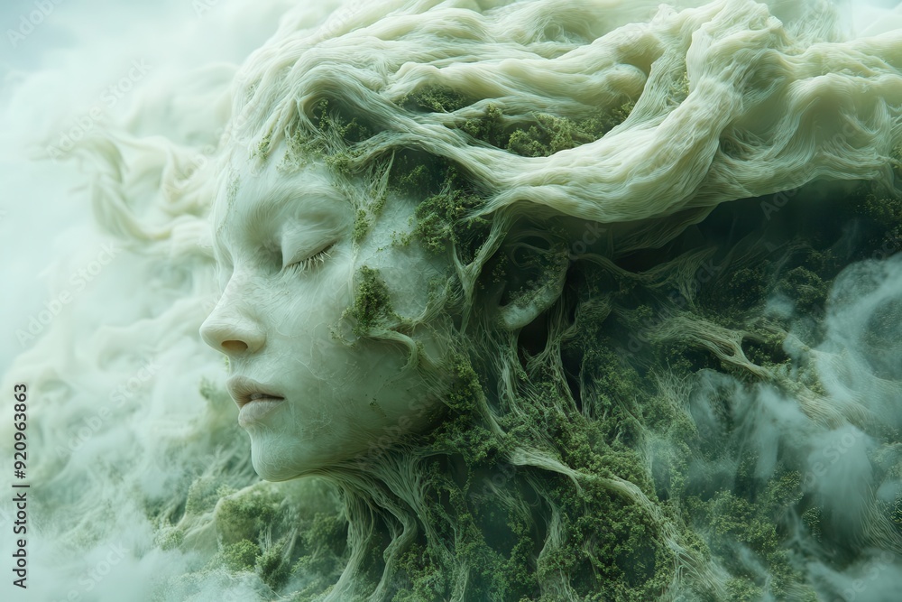 hyperrealistic digital sculpture of gaia as a living mountain range ...