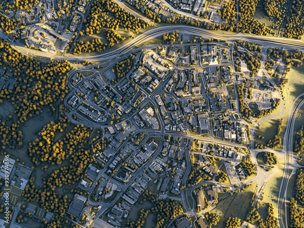 Technical aerial visual, 3D LiDAR GIS aerial map satellite scan model ...