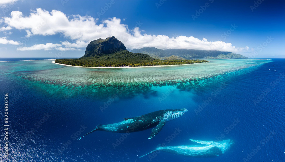 Foto de Indian Ocean, Mauritius Whales and sperm whales and vibrant ...