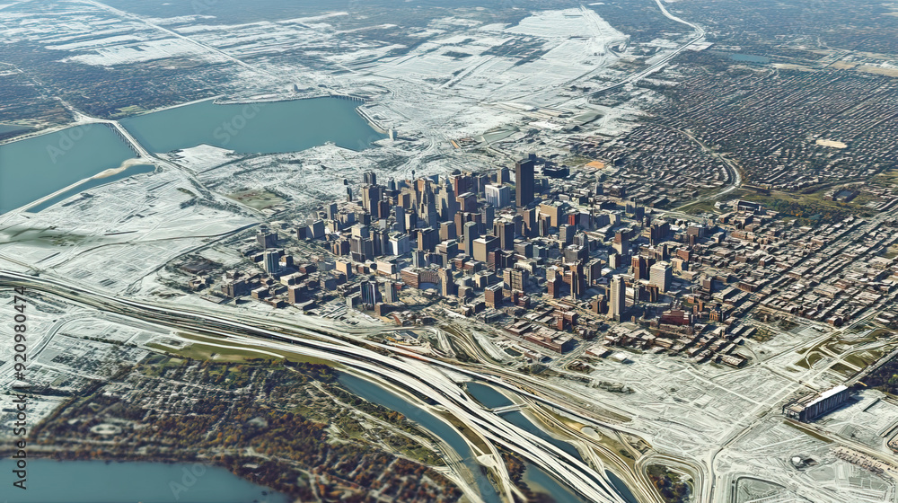 Technical aerial visual, 3D LiDAR GIS aerial map satellite scan model ...