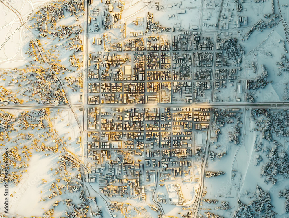Technical aerial visual, 3D LiDAR GIS aerial map satellite scan model ...