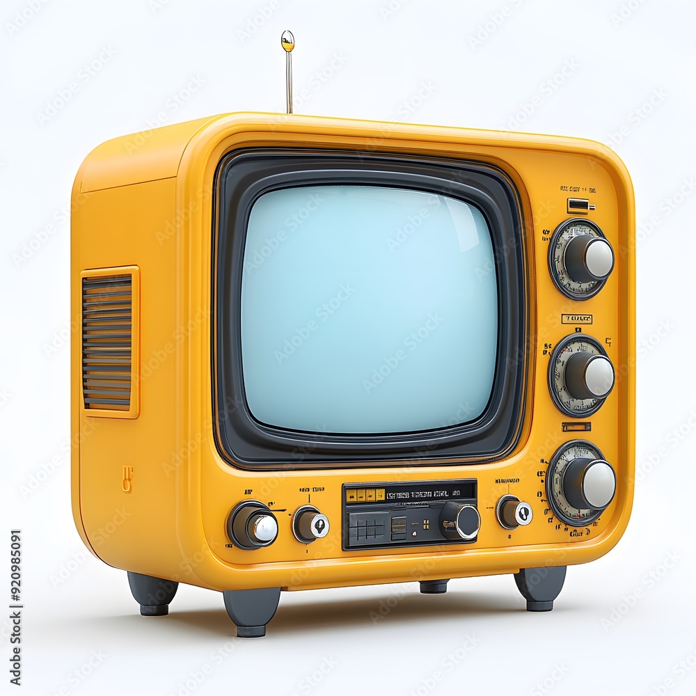 Retro television model in detailed 3D isometric view, isolated on white ...
