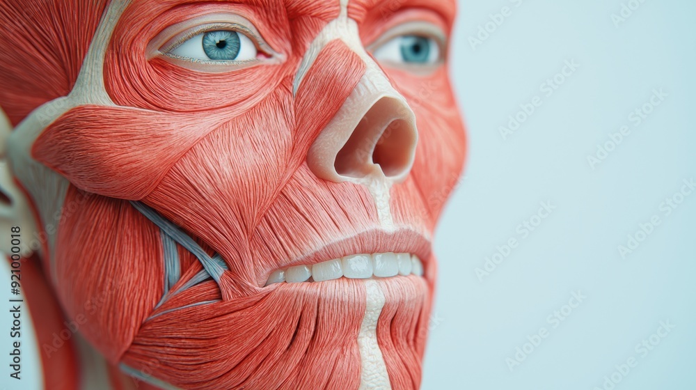 ภาพประกอบสต็อก In-depth Facial Muscles Anatomy Illustration with ...