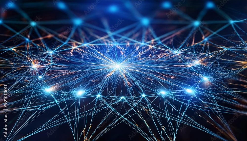 Neural network visualized as an interconnected web of light ...