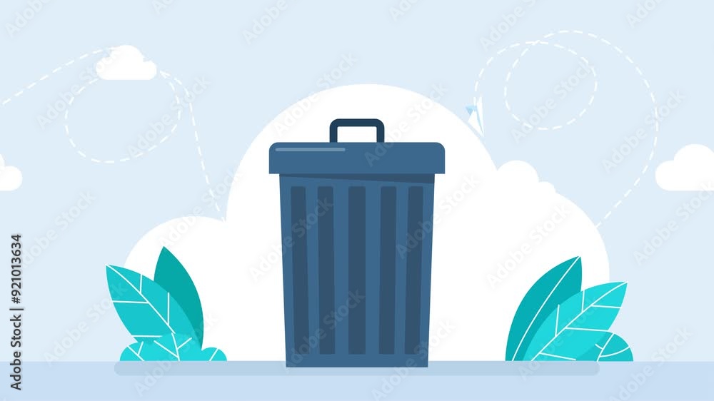 The metal closed bin on a white background. Trash can. Garbage bucket ...