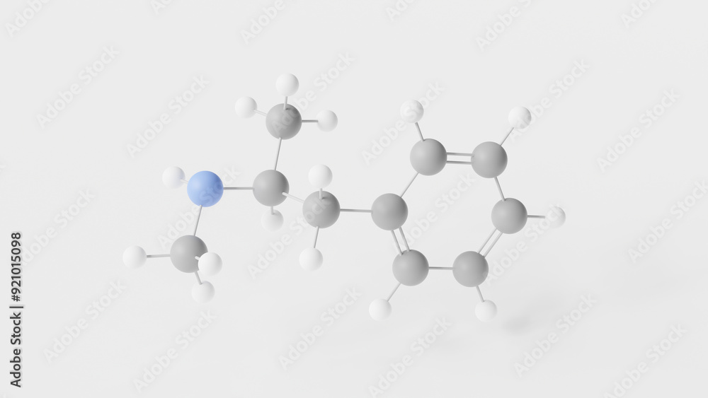 methamphetamine molecule 3d, molecular structure, ball and stick model ...