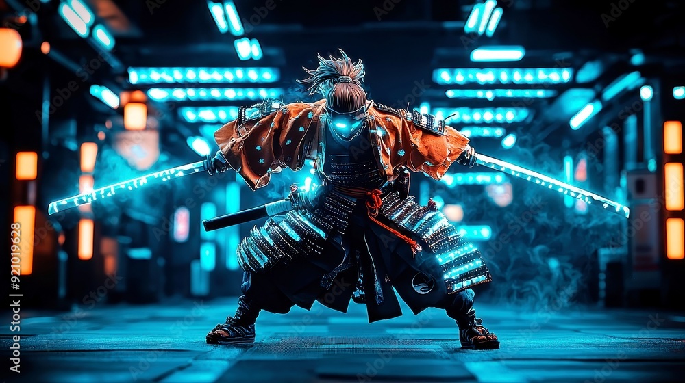 Samurai Elegance, A striking portrayal of a samurai figure in a ...