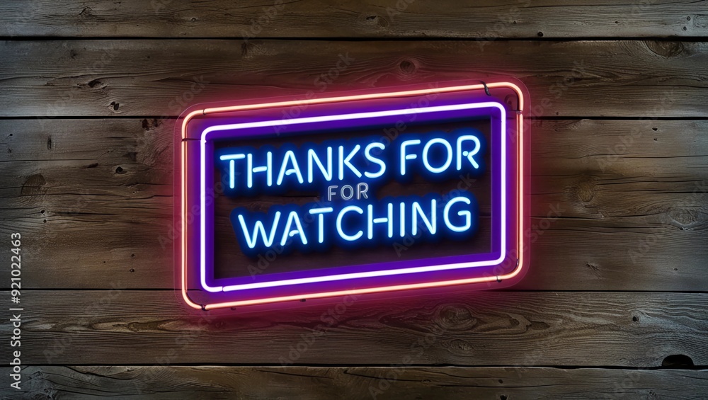 Isolated neon sign of the text THANKS FOR WATCHING frame logo on the ...