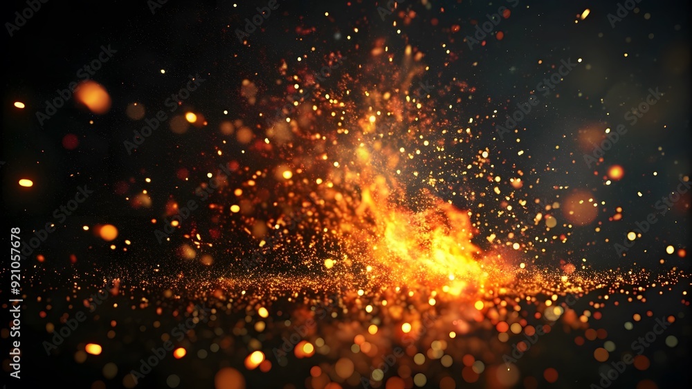 Fire embers particles over a black background. Fire sparks background ...