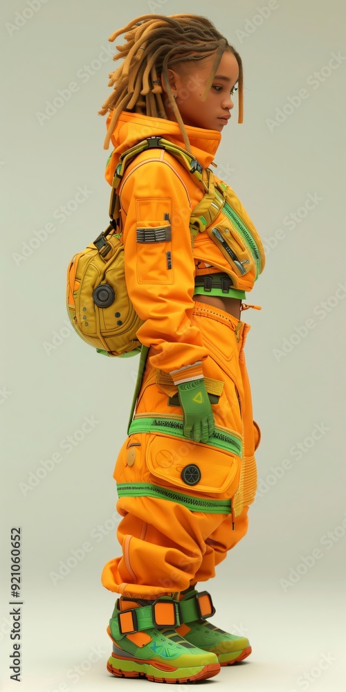 3d rendering of a scifi cyberpunk cyber character, A futuristic android ...