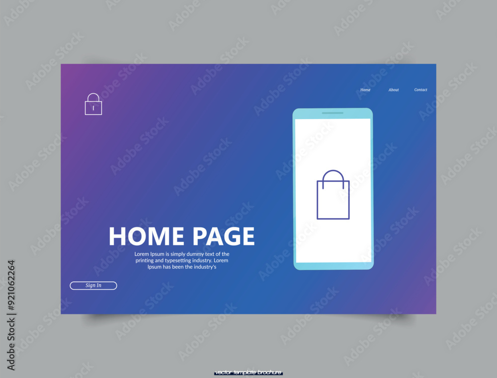 Landing page, web banner design template. White blank screen smartphone ...