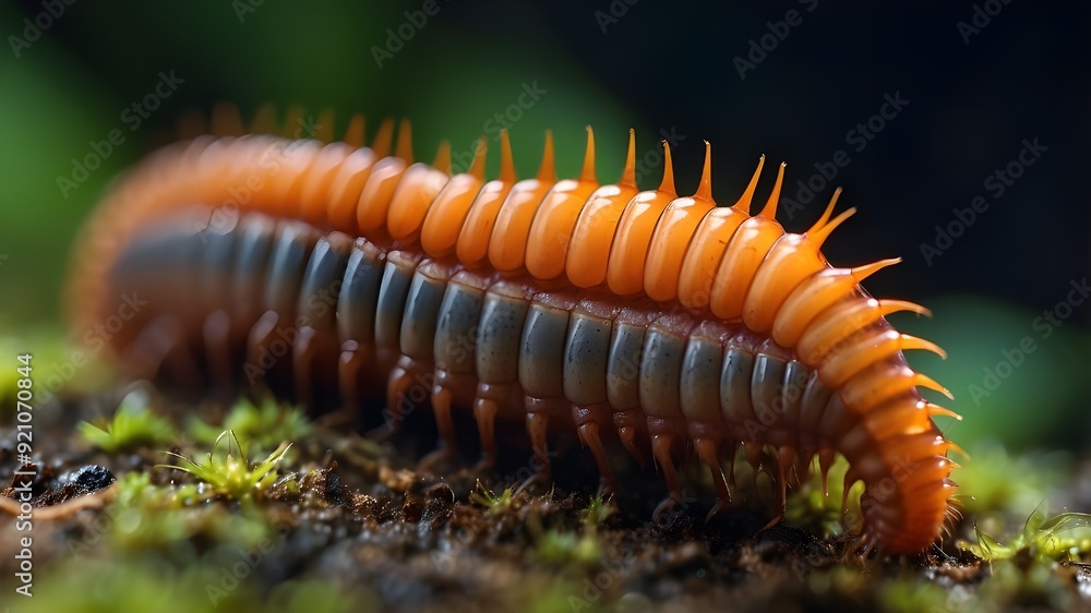 An up-close, macro photograph of a worm centipede for use in nature ...