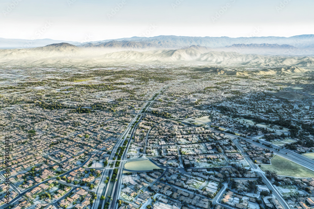 Technical aerial visual, 3D LiDAR GIS aerial map satellite scan model ...