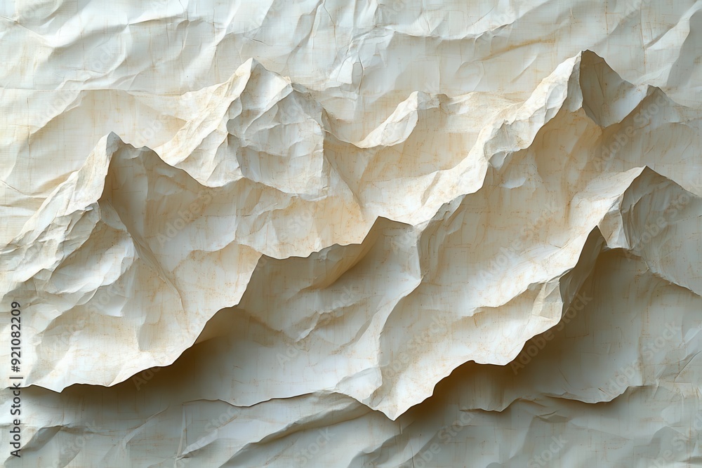 dramatic crumpled paper texture with deep shadows and highlights ...