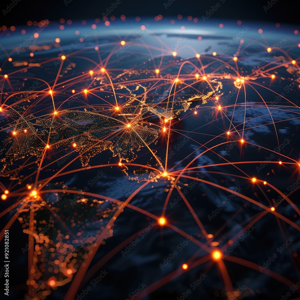 Digital representation of a cargo network with interconnected routes ...