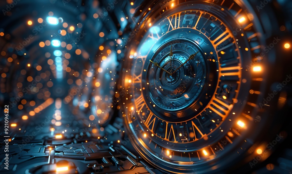 time travel technology background with the concept of clocks,time ...