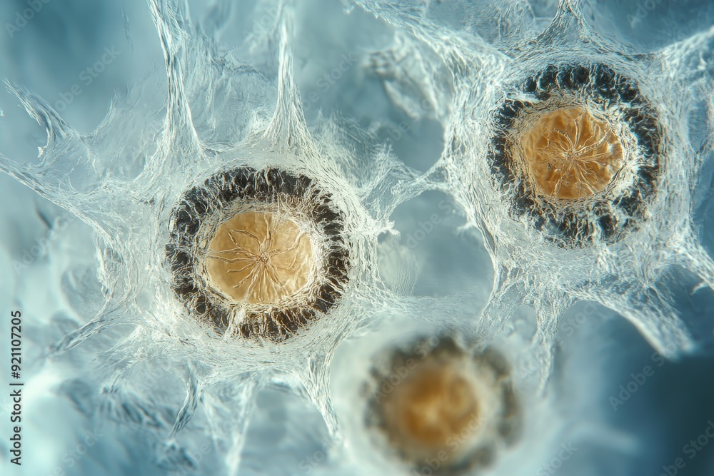 Close-up of cell division under a microscope, high resolution, detailed ...