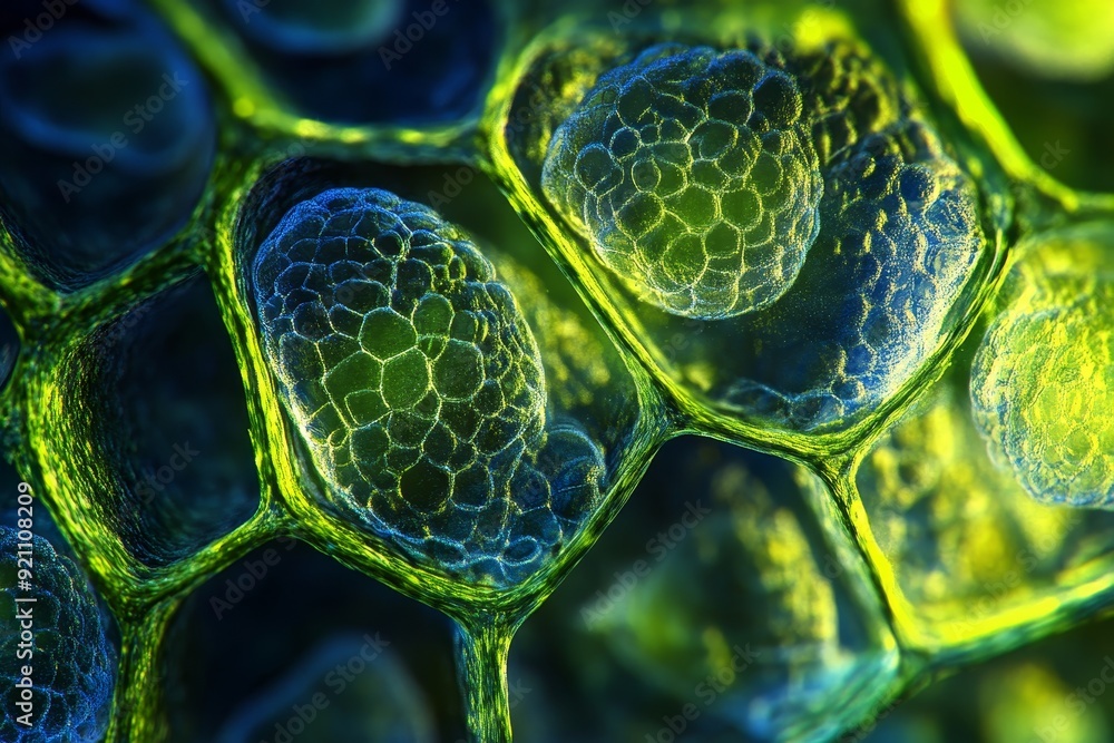 Detailed image of plant cells under a microscope, high resolution ...