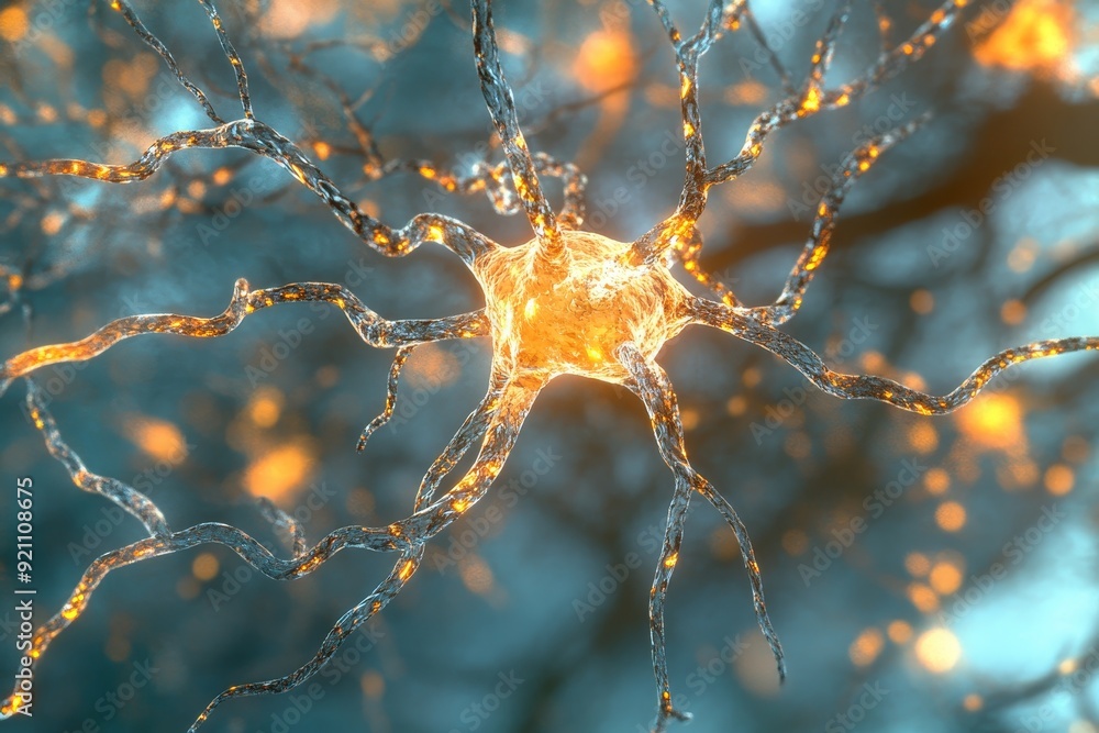 Structure of a neuron with dendrites and axon, high resolution ...