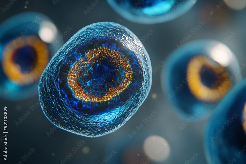 Mitosis phases in an animal cell, high resolution, detailed textures ...