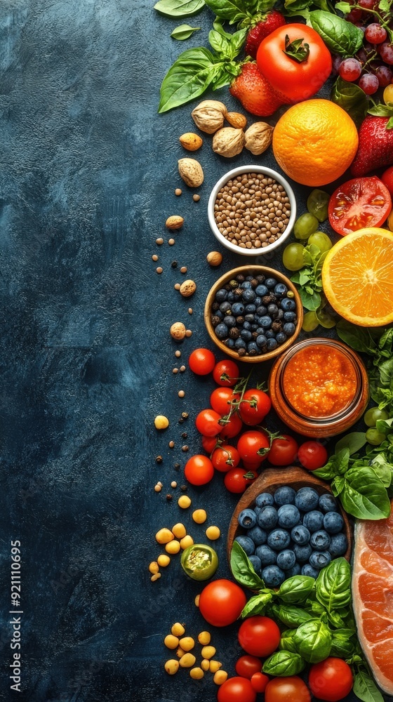 Balanced diet infographic, key nutrients and food groups, flat design ...