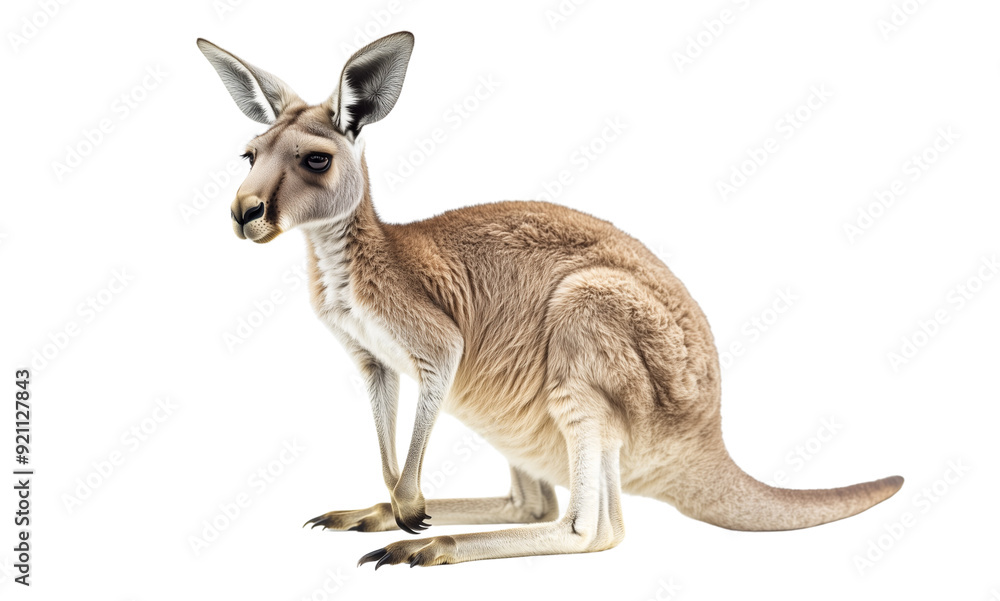 Kangaroo Standing Upright Against a White Background, Capturing the ...