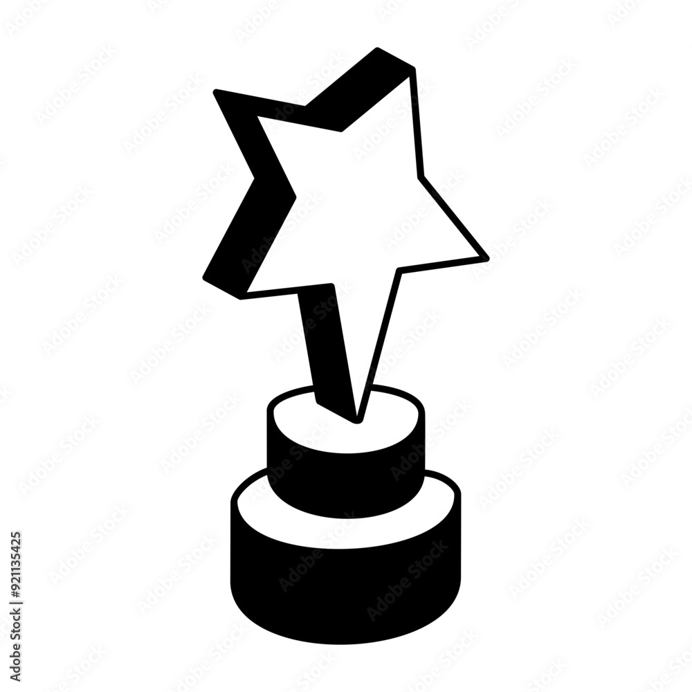 5 points Abstract Black Star Trophy vector icon design, token of ...