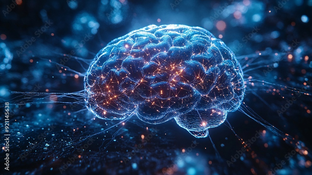 A digital brain made of light, with AI-powered neural networks ...