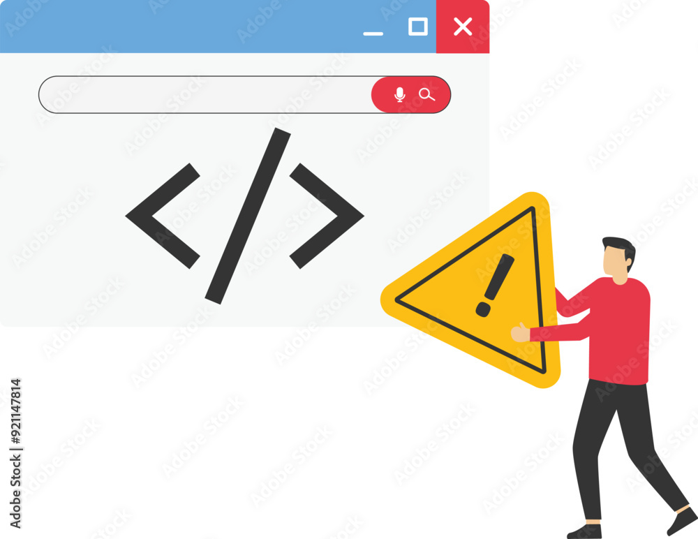 Quality Control and giving incident with exclamation attention sign ...