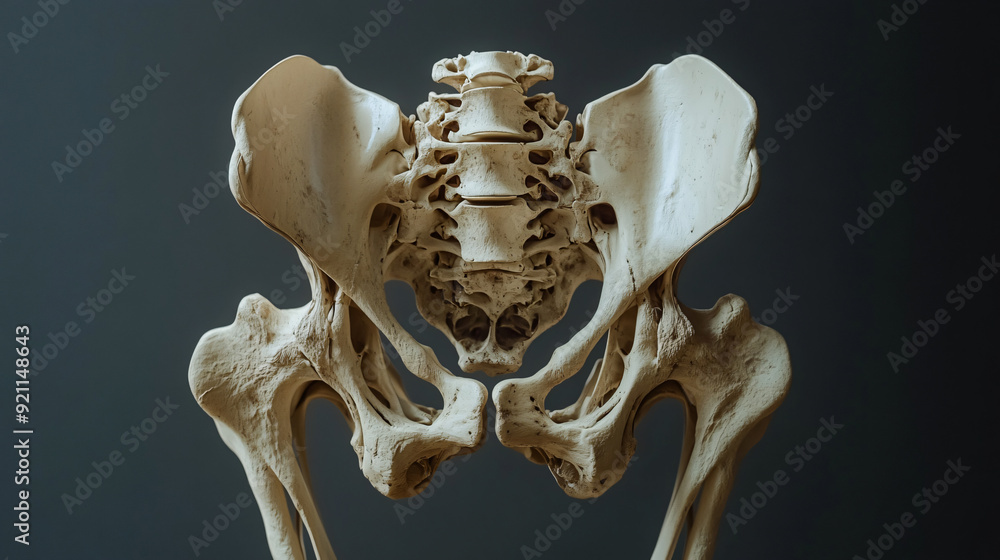 Anatomical representation of the human pelvic girdle with detailed bone ...