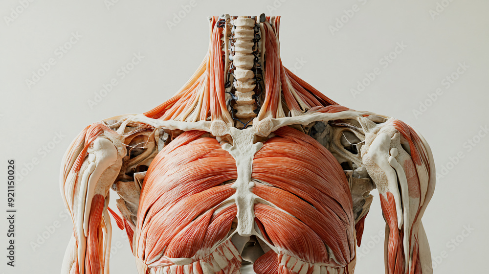 Detailed anatomy of the human diaphragm showing muscle fibers and ...