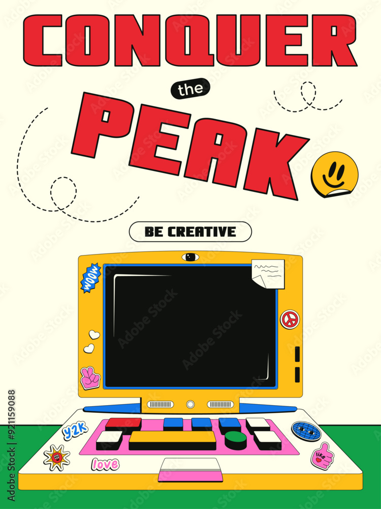 Vertical card with a back to school theme in retro style y2k. Vector ...