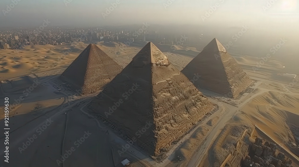 The three Pyramids of Giza lined up perfectly, showcasing their ...