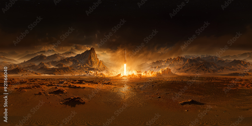 Rocket landing on Mars v5 8K VR 360 Spherical Panorama, equirectangular ...