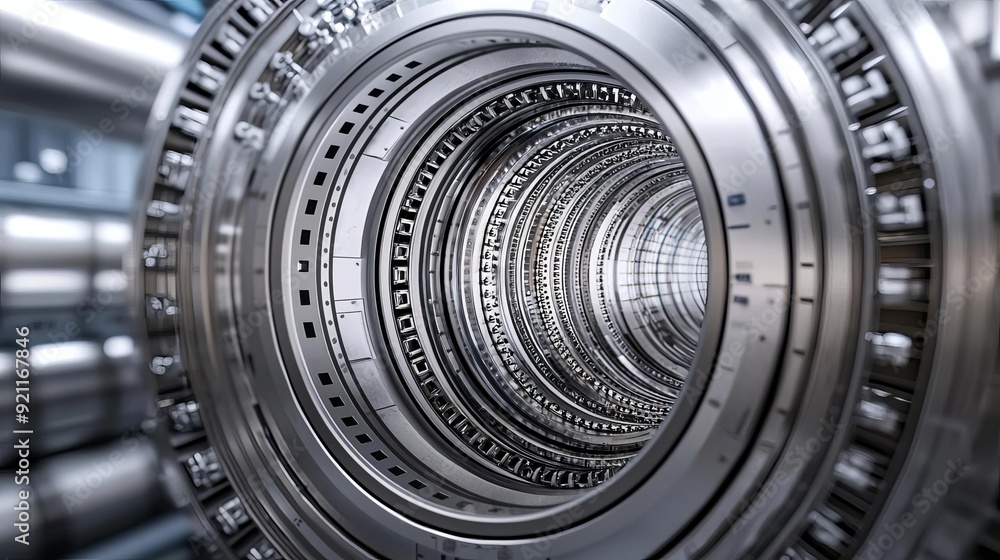 Detailed cross-section of a nuclear reactor core undergoing fission ...
