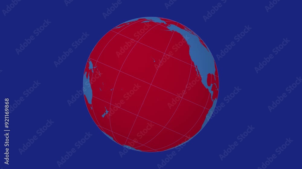 Rotating globe. Tilted sphere view. Slow speed planet rotation. Solid ...