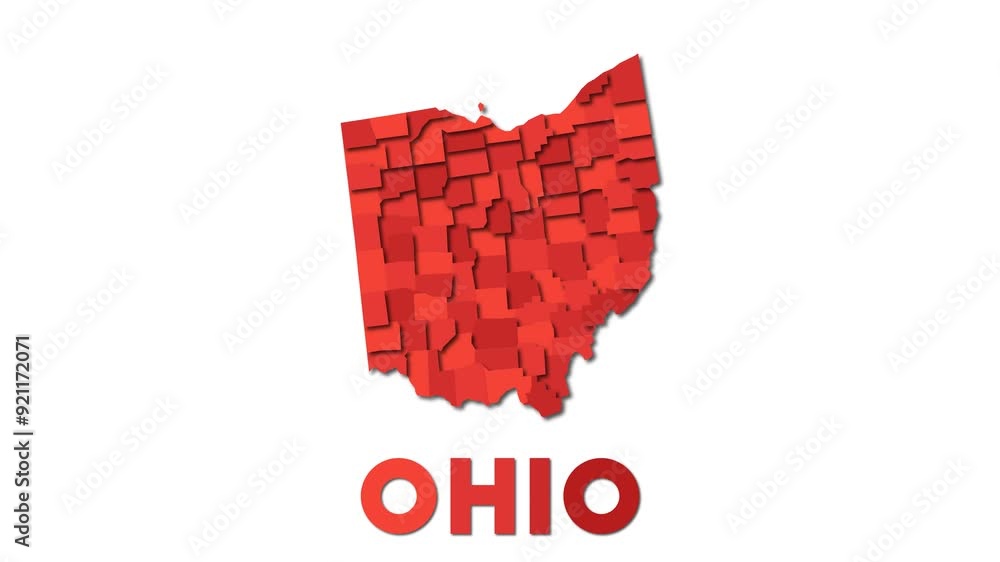 Ohio map showing regions. Animated us state map with title. 4k ...