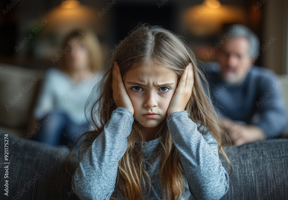 Children crying , Parents fighting behind them who are shouting at each ...