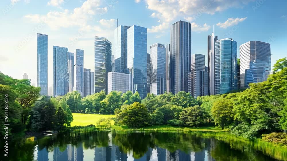 Modern eco-friendly city. Sustainable architecture concept. Futuristic ...