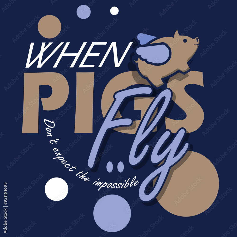 National When Pigs Fly Day event banner. Illustration of a winged pig ...