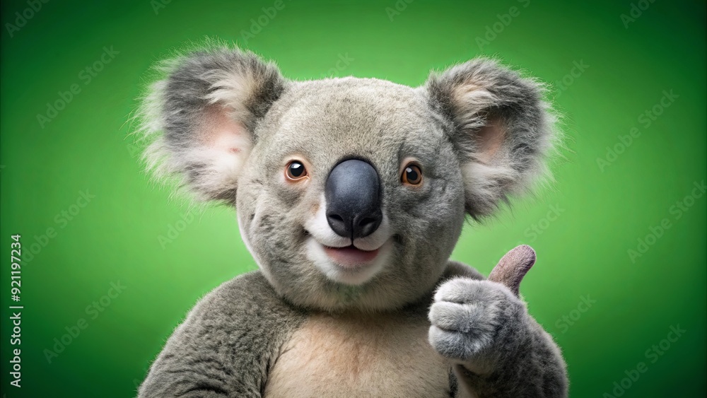 Koala giving thumbs up on green background, koala, thumbs up, approval ...