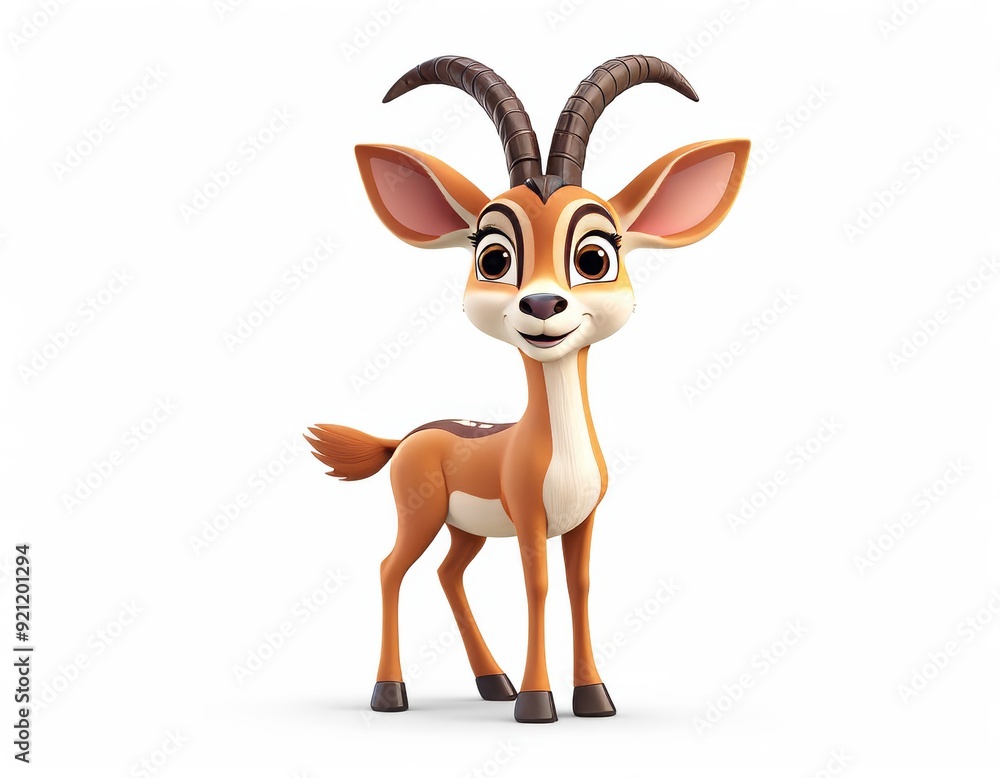 Cute cartoon impala with big eyes Animation style 3d render of a baby ...