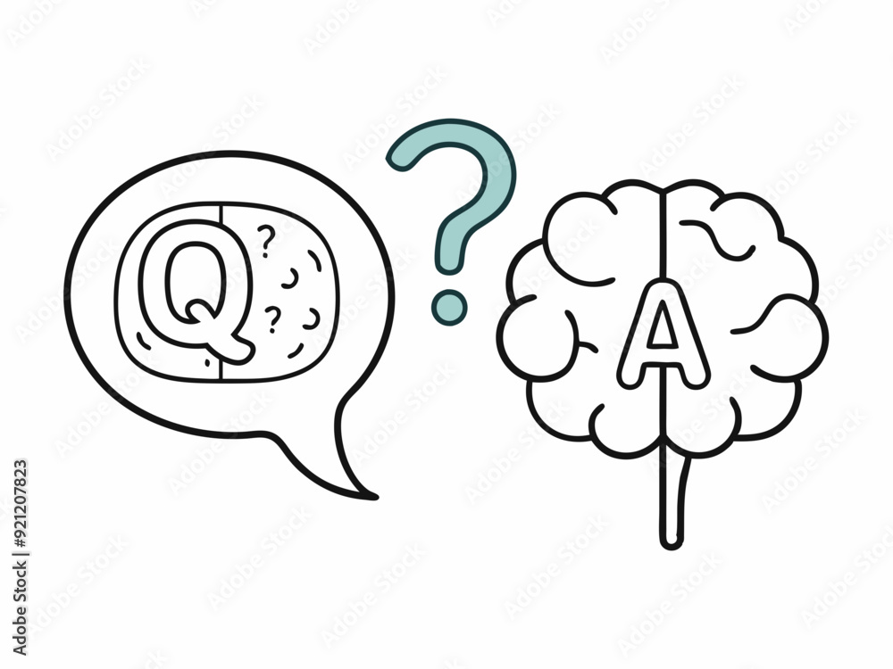 continuous single line drawing of Q and A in speech bubbles, questions ...