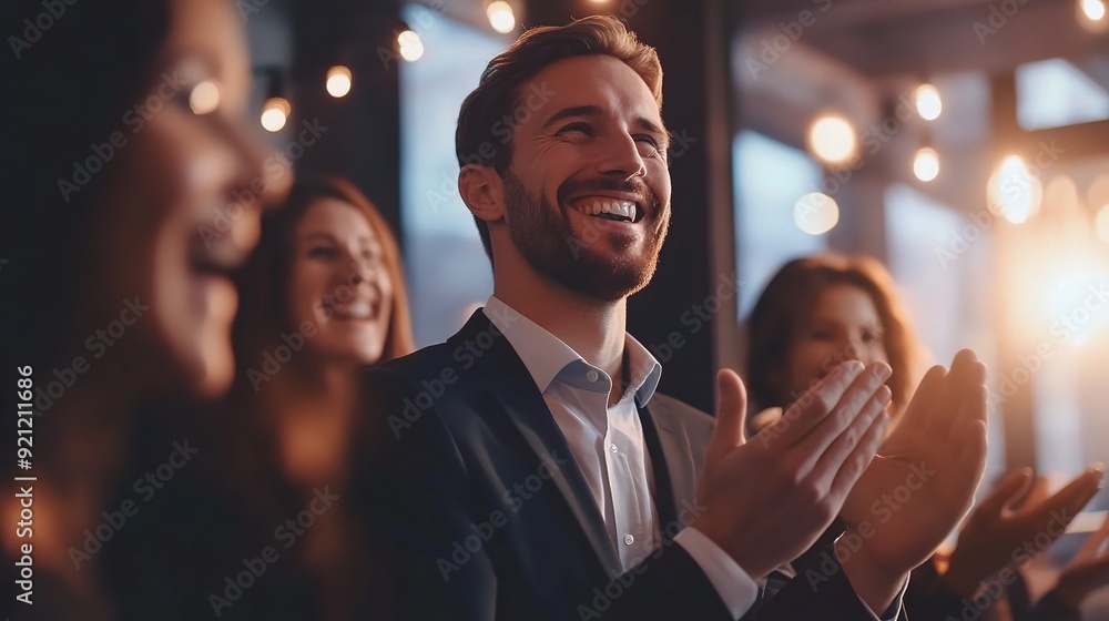 Applause and Appreciation: A man with a warm smile leads a round of ...