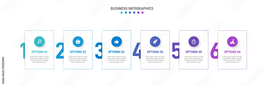 Horizontal progress bar featuring 6 arrow-shaped elements, symbolizing ...