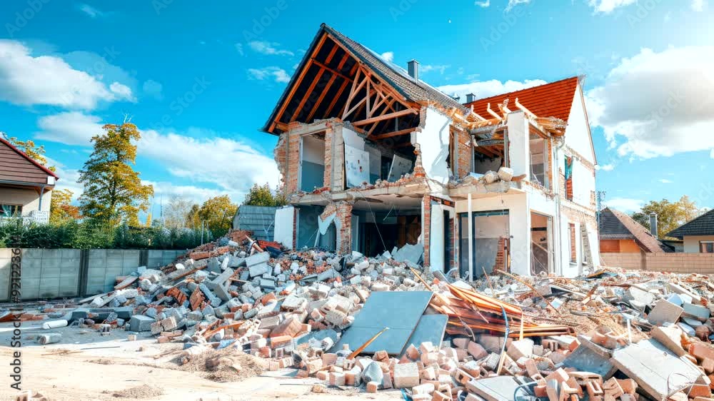 damage house caused earthquake natural disaster, earthquake cracked ...