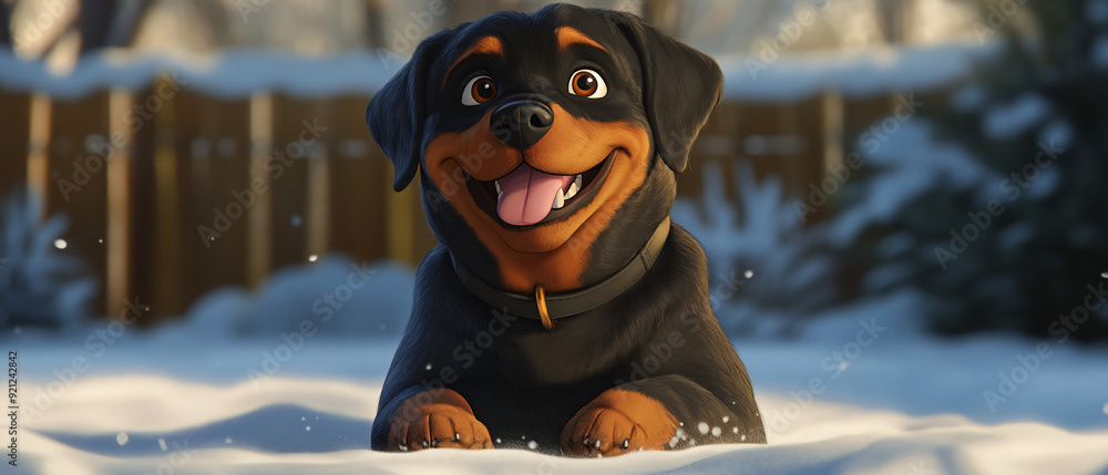 An animation storyboard depicting a loyal and brave rottweiler guard ...