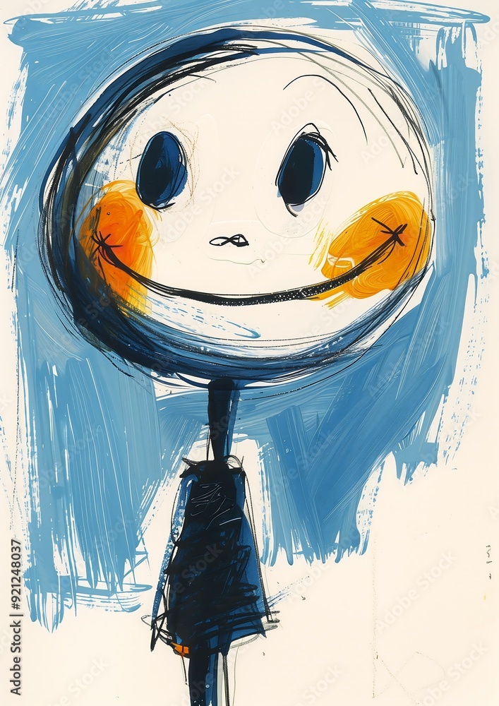 drawing person smiley face inspiring princess unsettling grin high scan ...