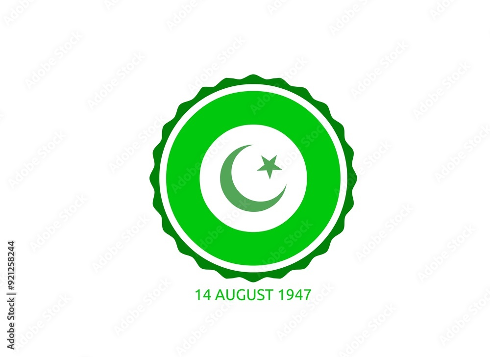 Pakistan 14 august independence day badge design illustration. Happy ...